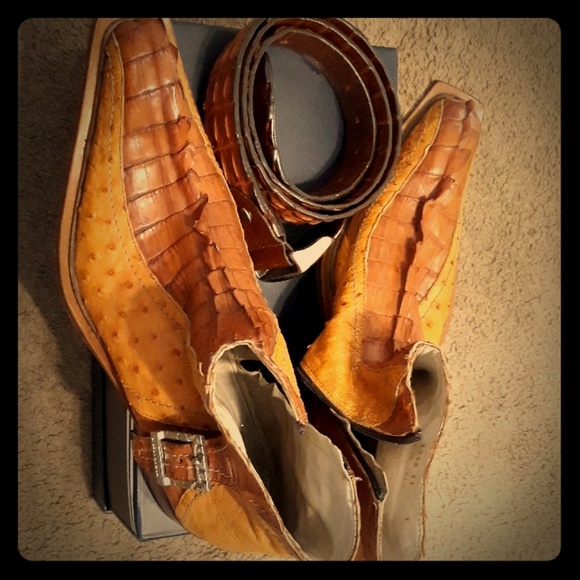 Fennix | Shoes | Genuine Crocodile And Ostrich Skin Boots Wbelt | Poshmark